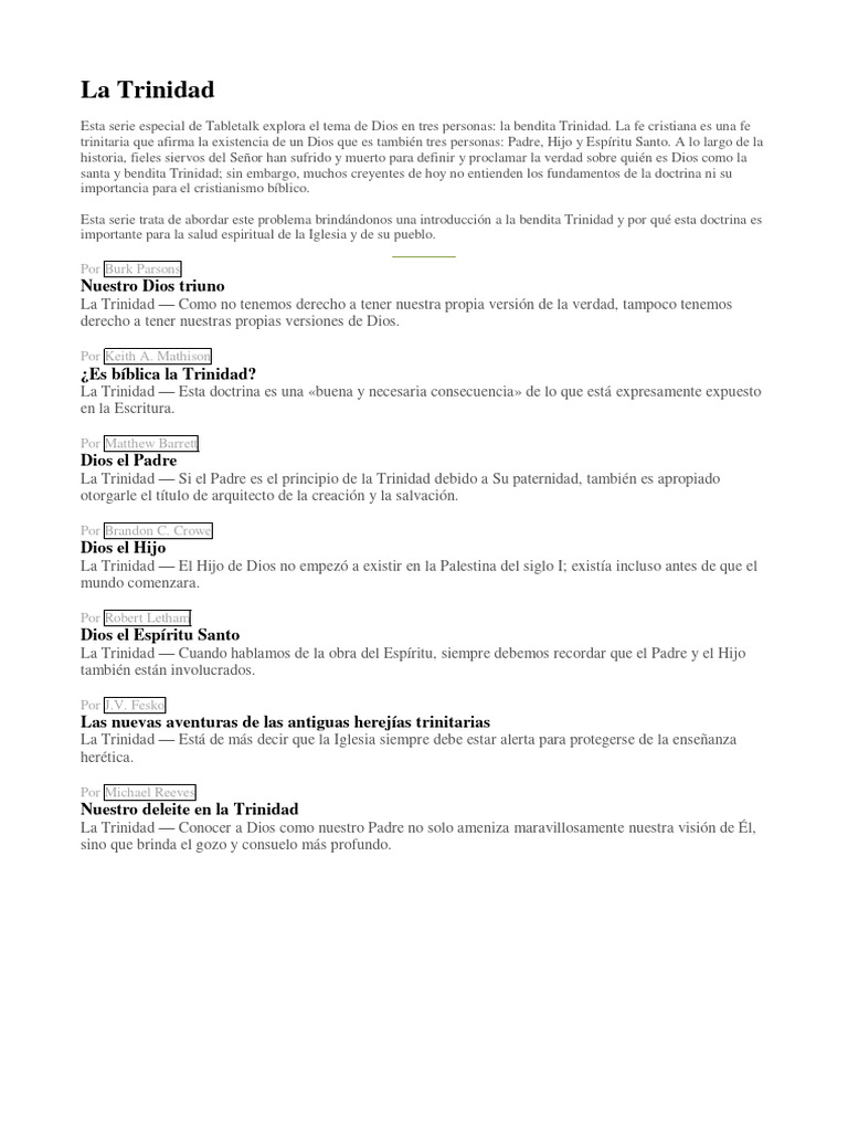 La Doctrina de la Trinidad en la Biblia | PDF | Trinidad | espíritu Santo
