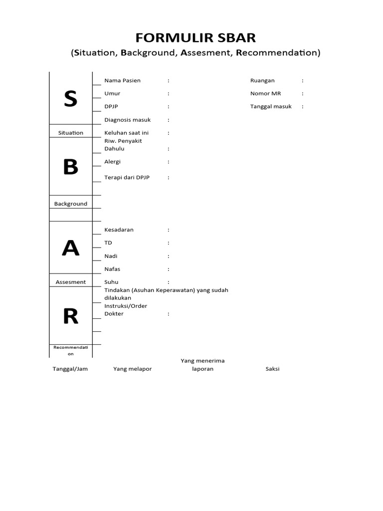 3.7.1.b Bukti Komunikasi Efektif (SBAR Dan TBAK) Dengan Fasilitas ...