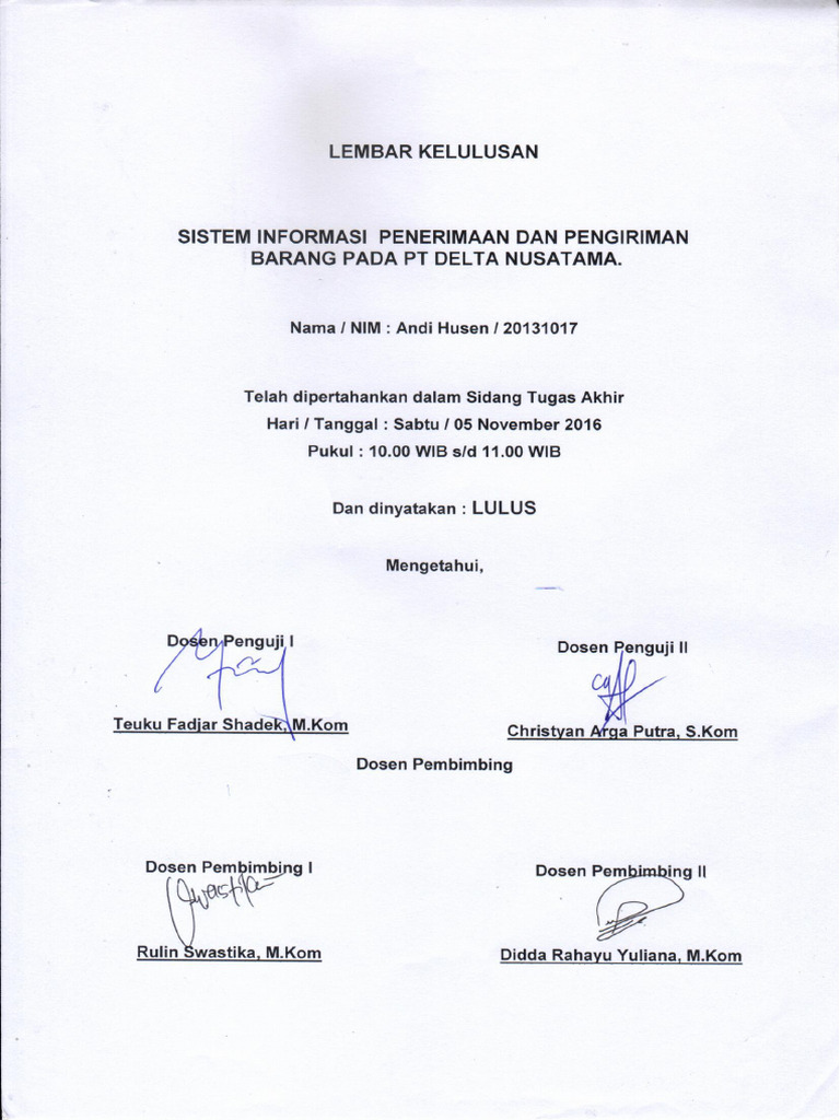 Lembar Kelulusan | PDF