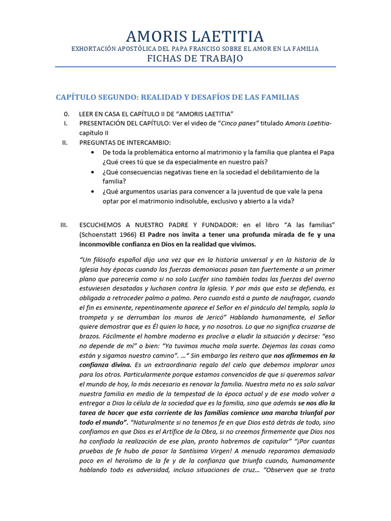 AMORIS LAETITIA.2 Ficha Capitulo II | PDF