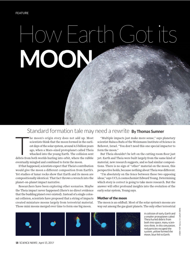Earth Moon Article | PDF | Giant Impact Hypothesis | Moon