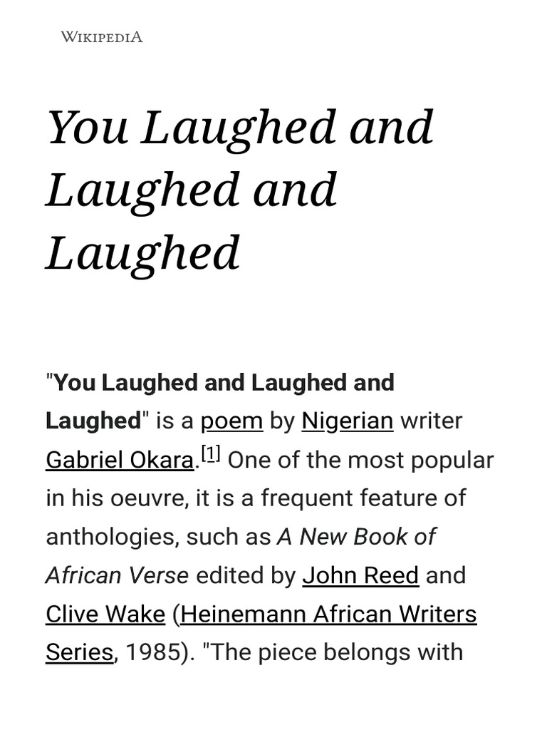 You Laughed and Laughed and Laughed - Wikipedia | PDF | Poetry ...