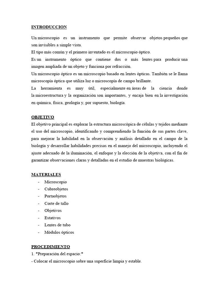 Uso del segundo microscopio en biología | PDF