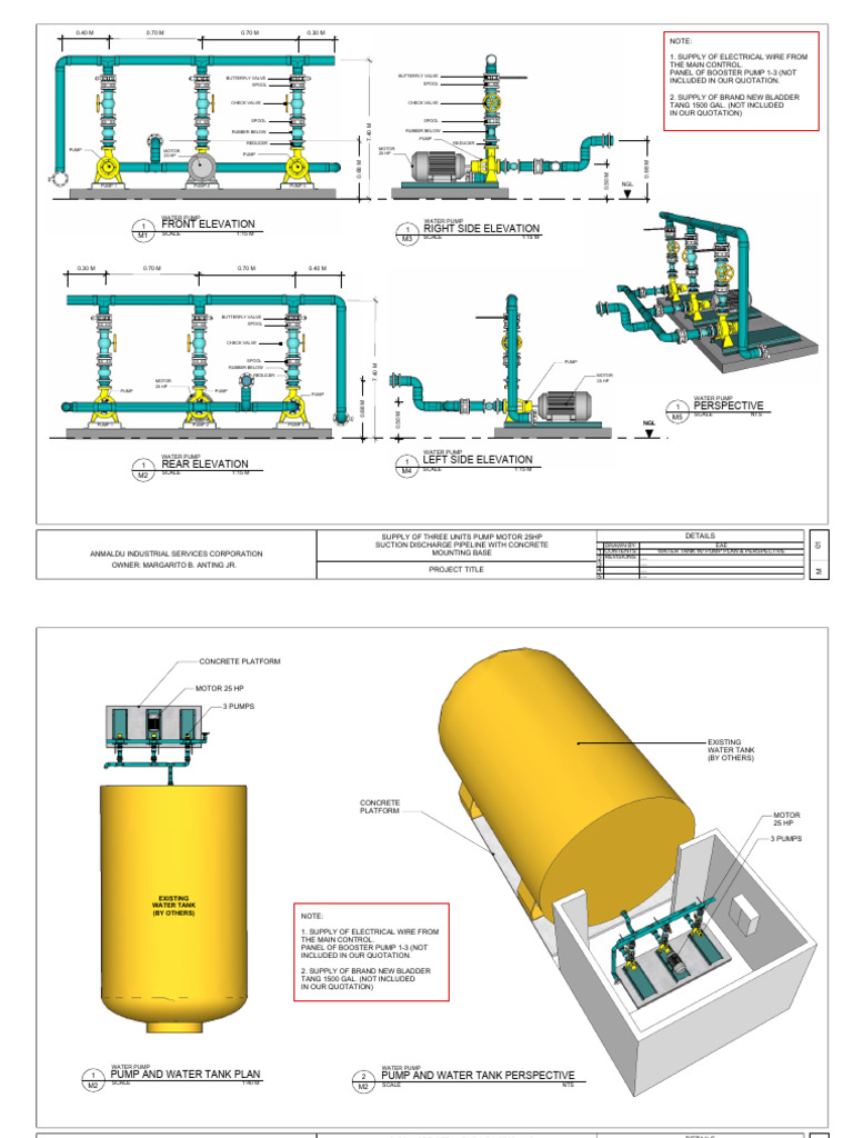 Pump Motor With Suction Pipeline Shopdrawing | PDF | Pump ...
