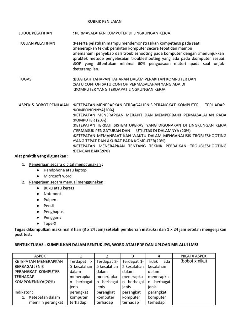 Rubrik Penilaian-Unjuk Keterampilan | PDF | Komputer Rubrik Penilaian-Unjuk Keterampilan | PDF | Komputer