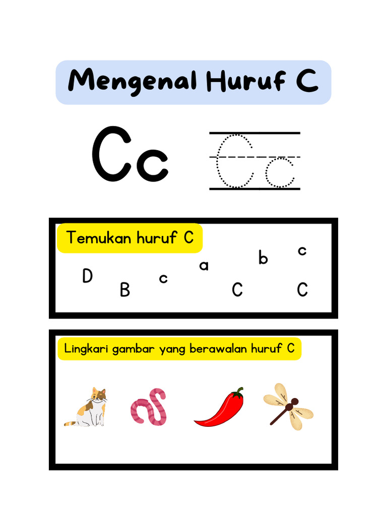 Lembar Kerja Mengenal Huruf C | PDF