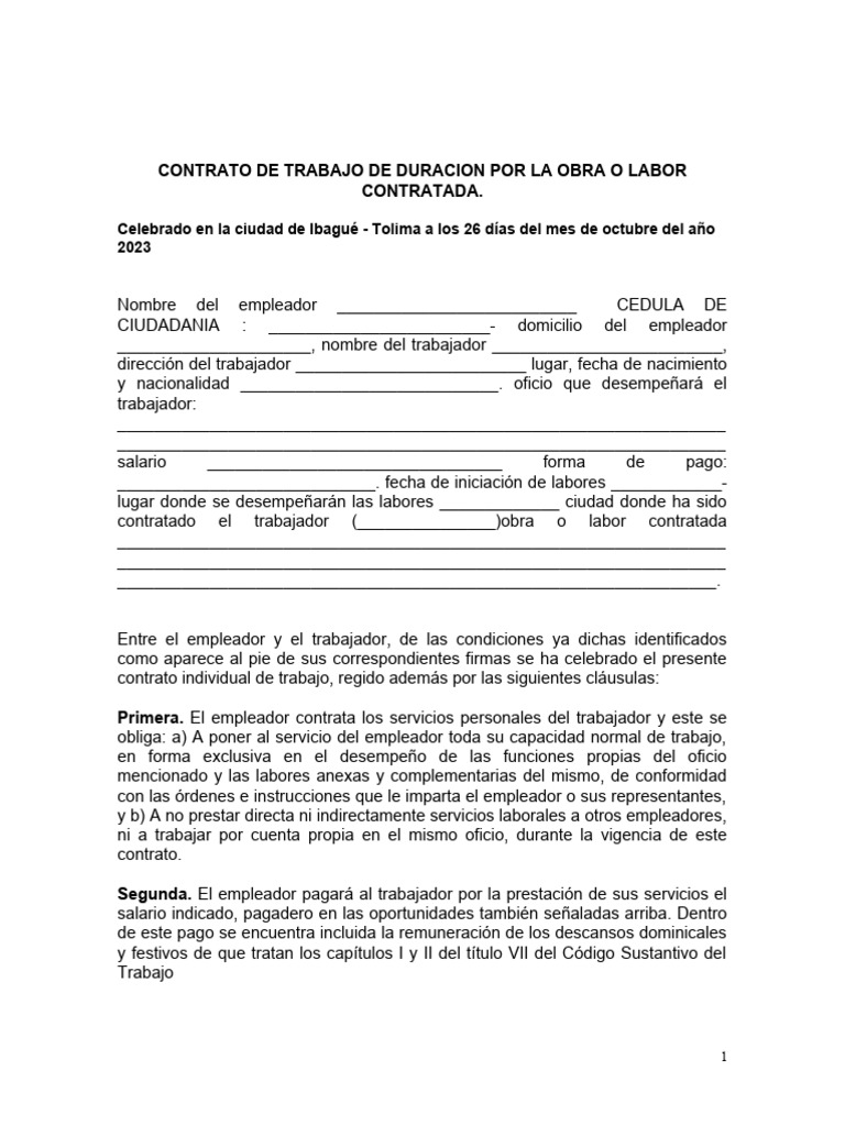 CONTRATO Monitor GENERAL | PDF | Derecho laboral | Salario