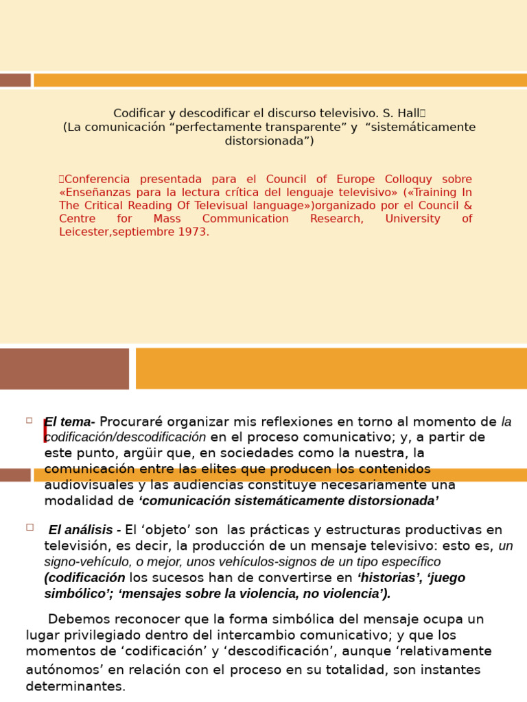 Presentación Hall Codificar y Descodificar-Nocturno | PDF | Conocimiento