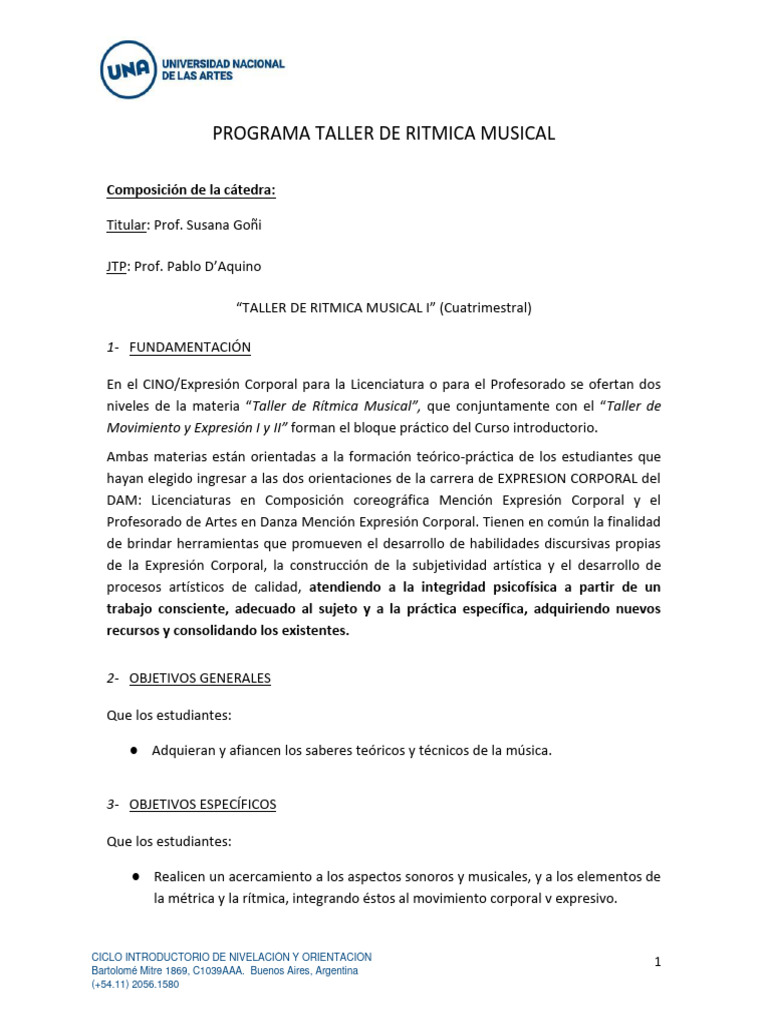 Taller Ritmica Musical 2022 Pdf Ritmo Las Artes Escénicas