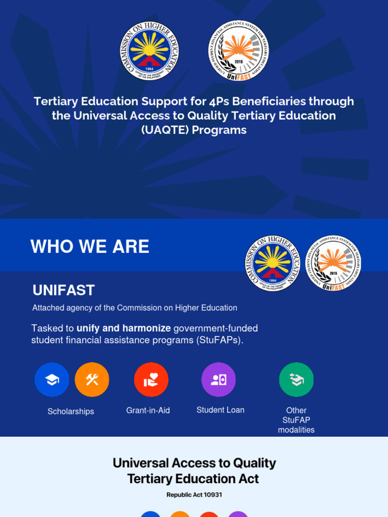 Tertiary Education Support For 4Ps Beneficiaries Through UAQTE Programs ...