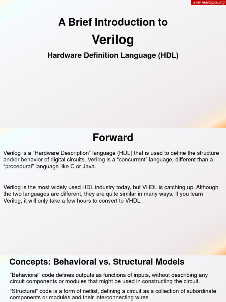 Verilog 1 | PDF | Hardware Description Language | Computer Programming Verilog 1 | PDF | Hardware Description Language | Computer Programming
