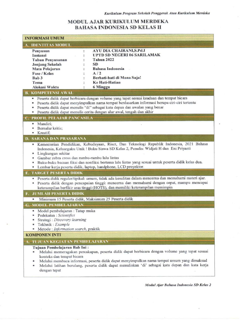 Modul Ajar Kelas 2 | PDF
