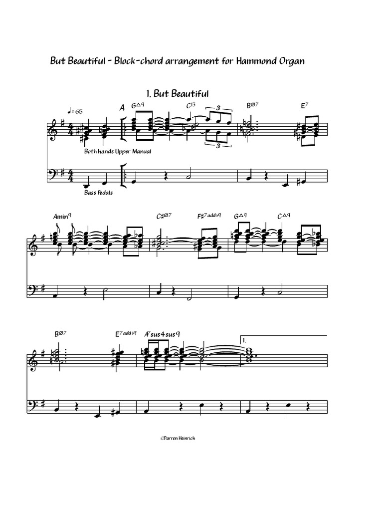 But Beautiful - Block-Chord Arrangement For Hammond Organ | PDF