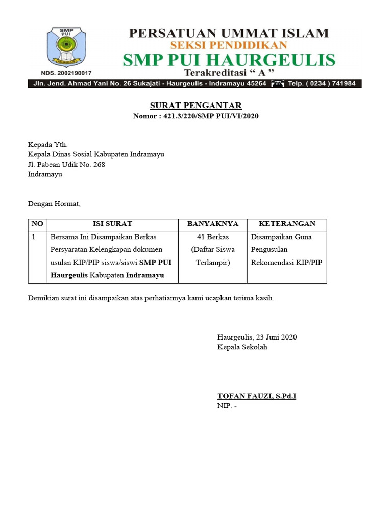 Surat Pengantar KIP | PDF