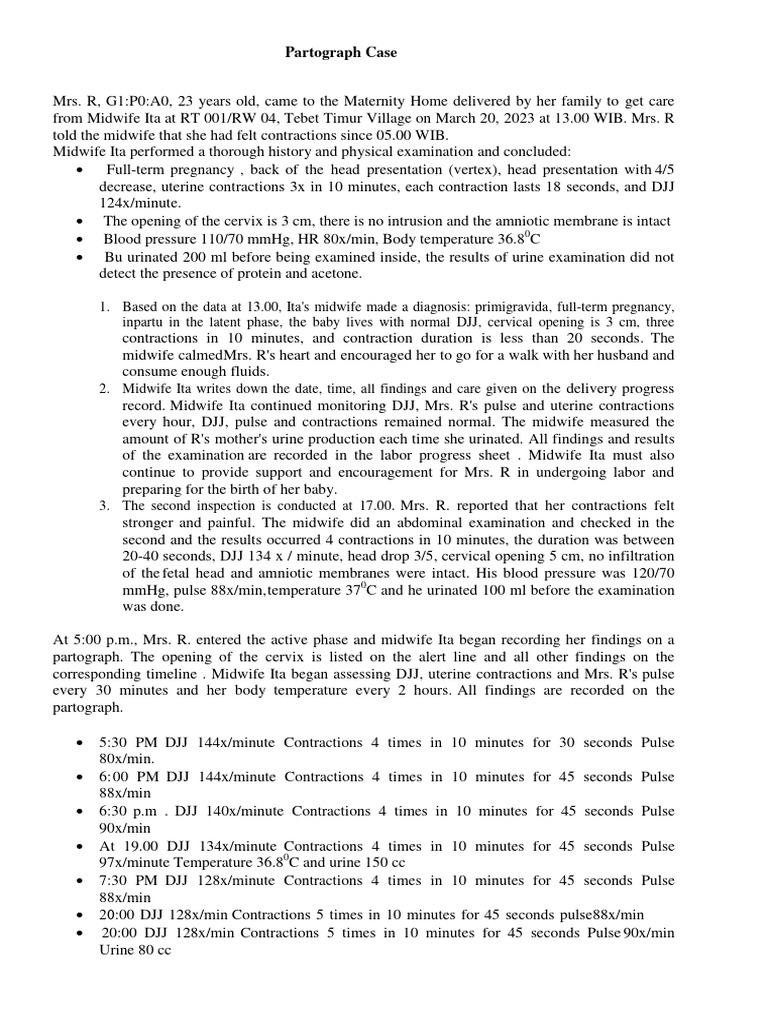 Partograph Case | PDF | Childbirth | Uterus