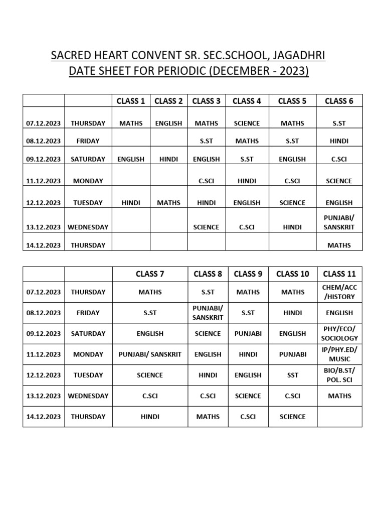 December Exam Schedule | PDF