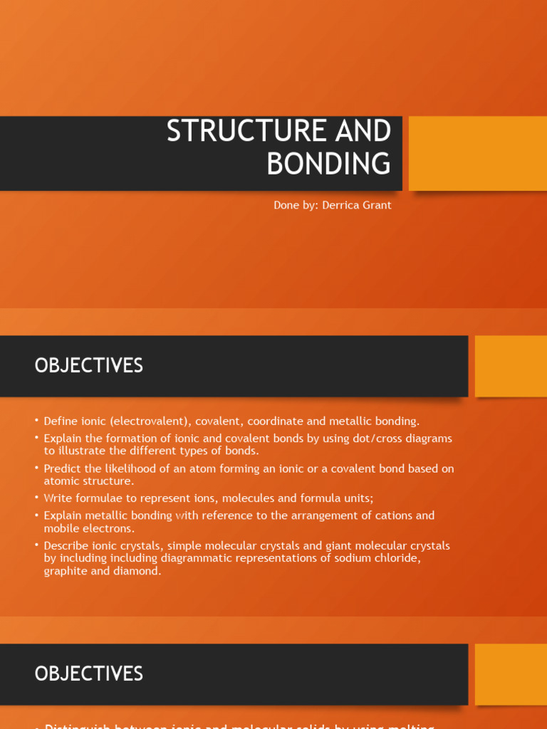 STRUCTURE AND BONDING PowerPoint For Fourth Form. | PDF | Ion | Ionic ...