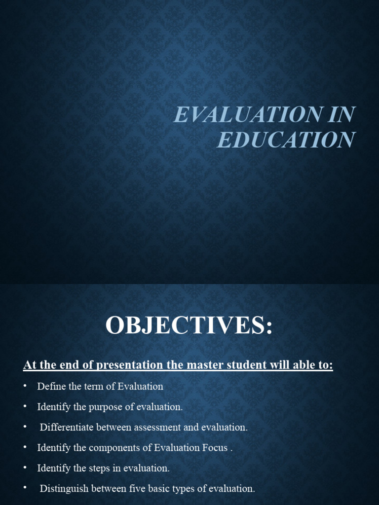 Evaluation in Education | PDF | Evaluation | Educational Assessment