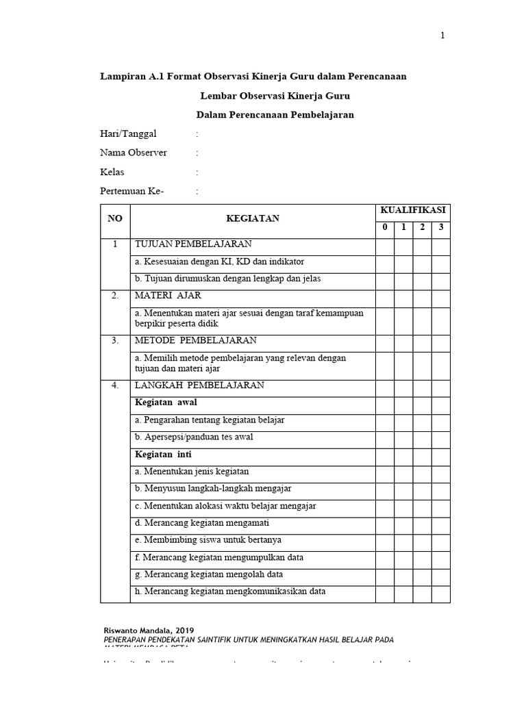 Contoh Lembar Observasi | PDF
