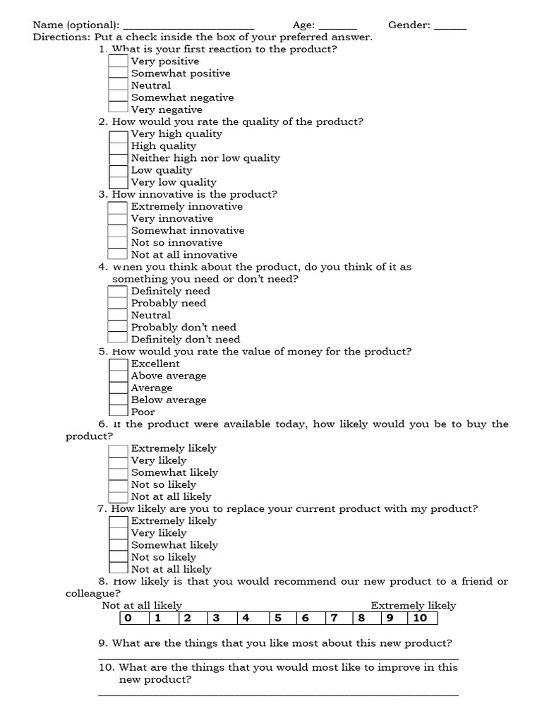 Product Testing Survey | PDF