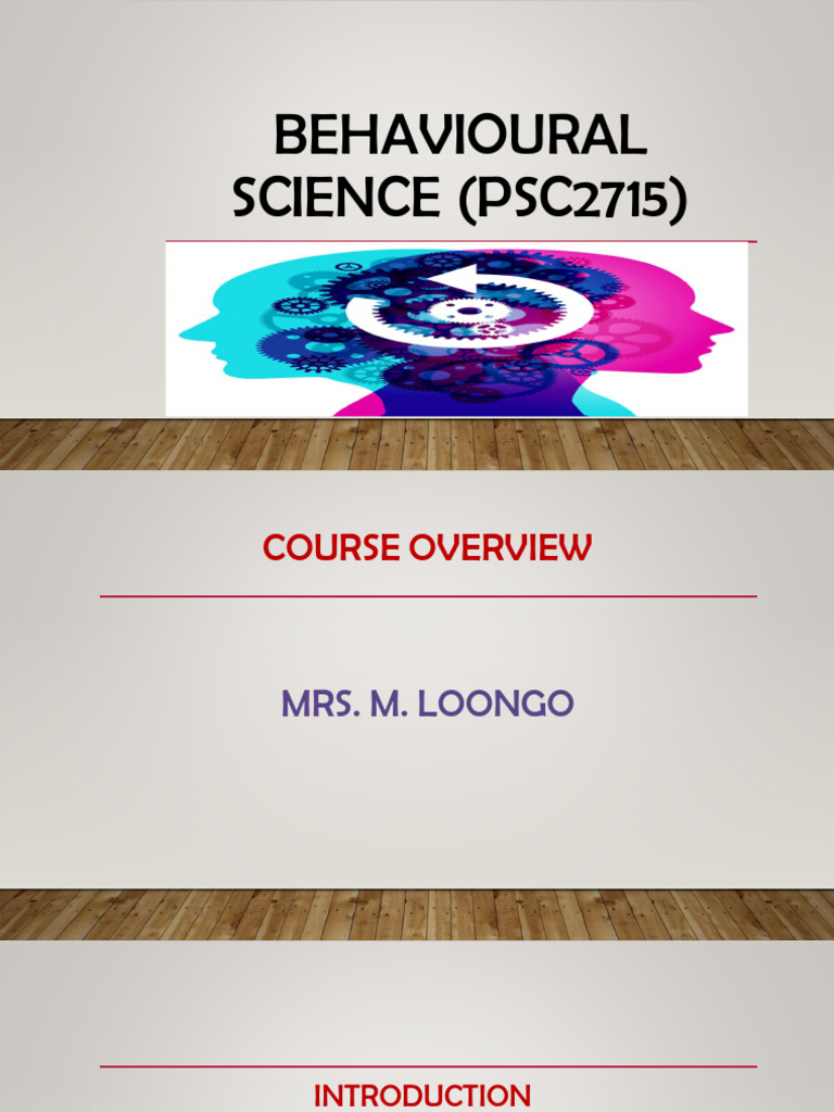 BEHAVIOURAL SCIENCE (PSC2715) INTRODUCTION | PDF | Psychology | Experience