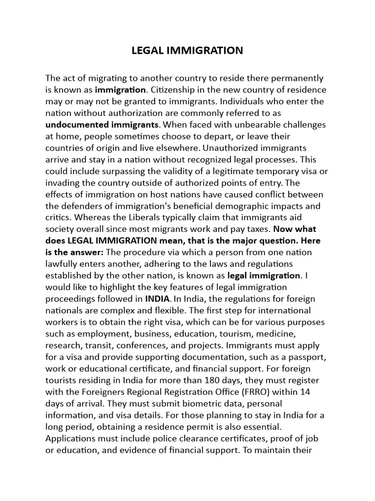 Legal Immigration | PDF | Immigration | Travel Visa