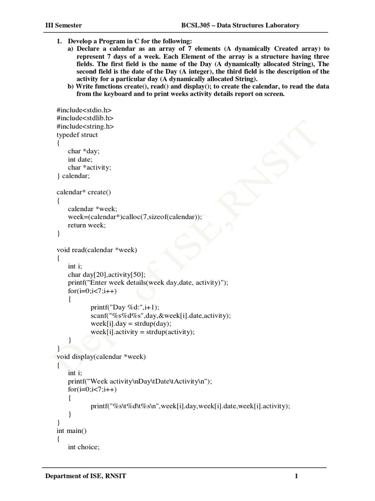 BCSL305 Lab Programs 1 To 5 | PDF | Teaching Methods & Materials