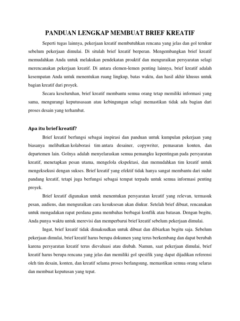 Panduan Lengkap Membuat Brief Kreatif | PDF