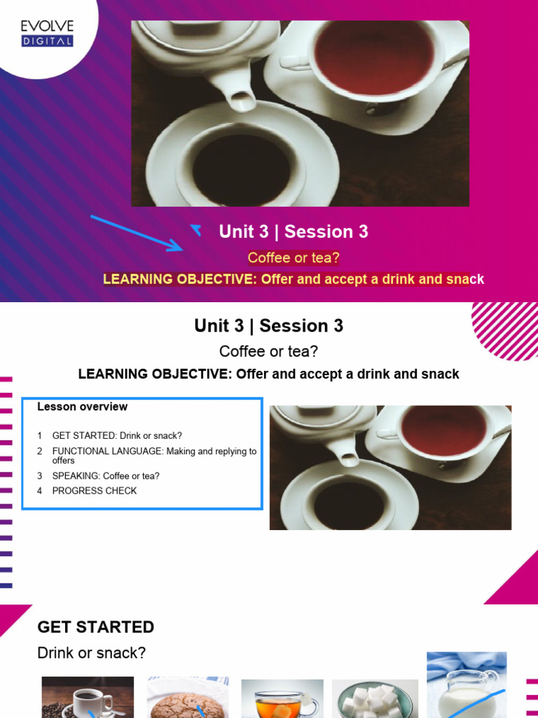 Unit 3 - Session 3: Coffee or Tea? | PDF | Drink | Food And Drink