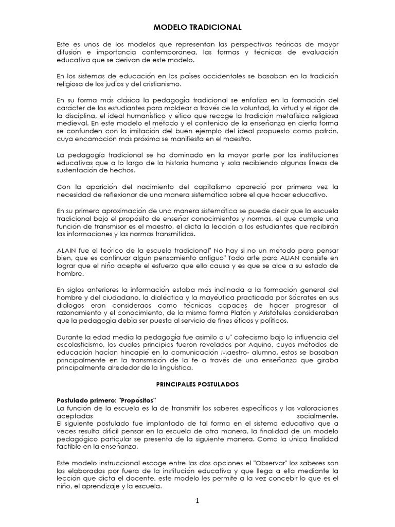 Modelo Tradicional | PDF | Enseñando | Evaluación