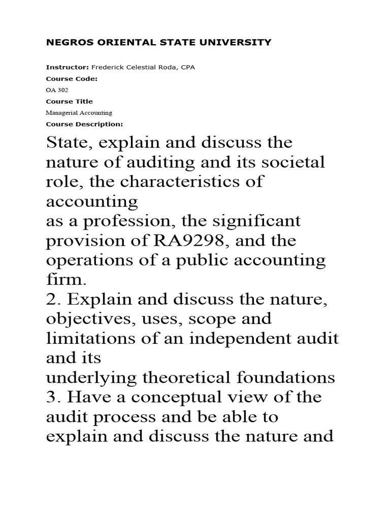 Course Outline Managerial Accounting | PDF | Management Accounting ...