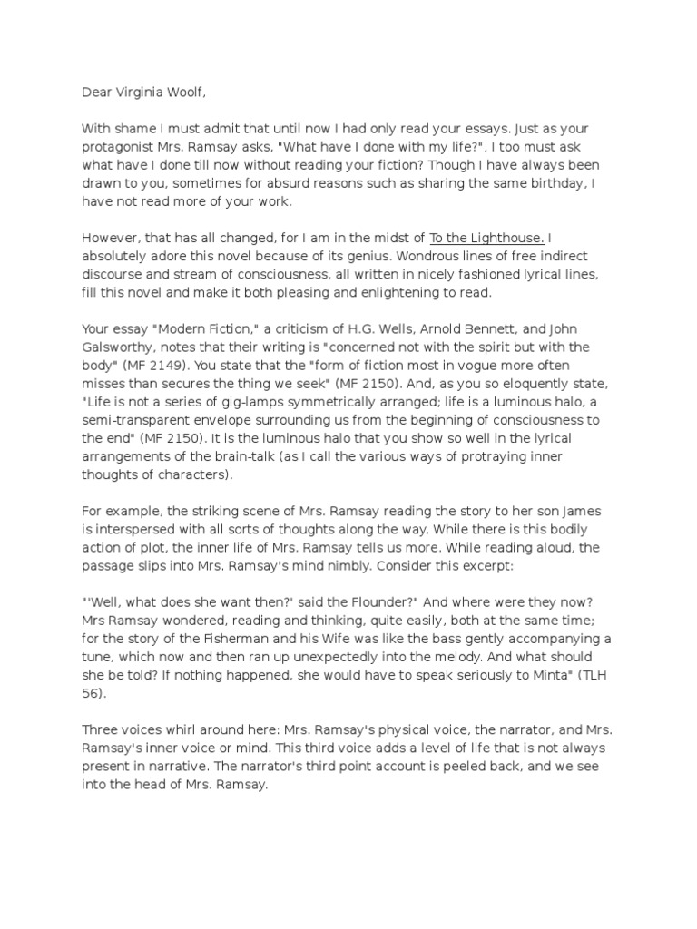 Letter To Virginia Woolf | PDF | To The Lighthouse | Science