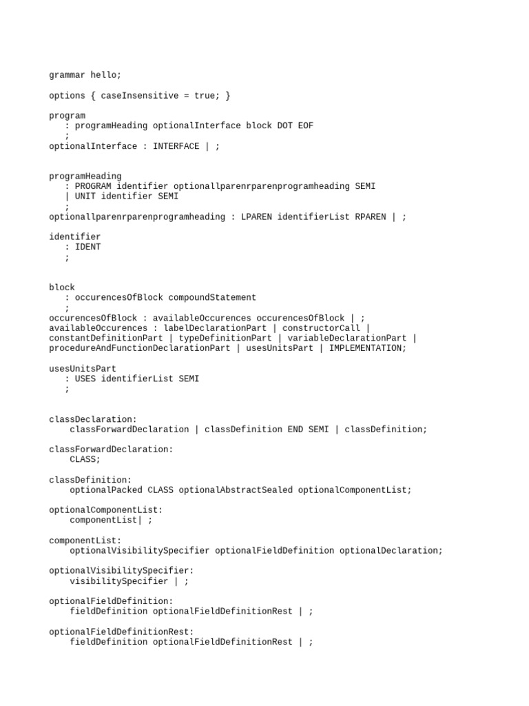 Grammar File Pdf Constructor Object Oriented Programming Programming
