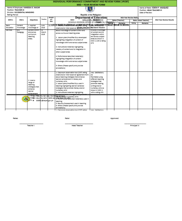 14 Midyear Review Form | PDF