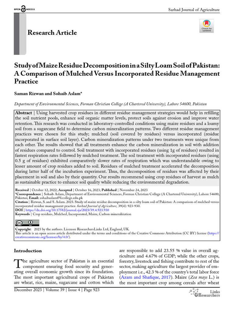 Rizwan Et Al - 2023 - Sarhad J | PDF | Science & Mathematics ...