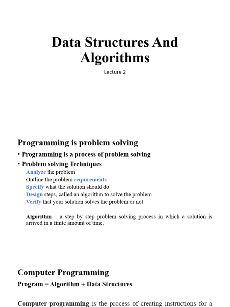 Lecture 2 Data Structures Introduction Pdf Algorithms Computer Programming 4958