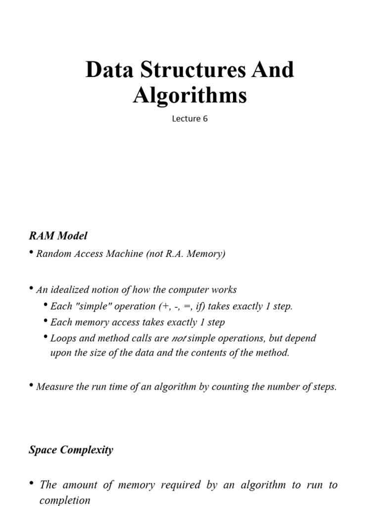 Lecture 6 Space And Time Complexity Pdf Variable Computer Science Algorithms