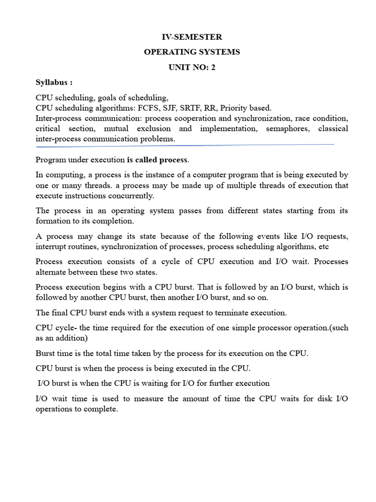 Unit 2 | PDF | Scheduling (Computing) | Process (Computing)