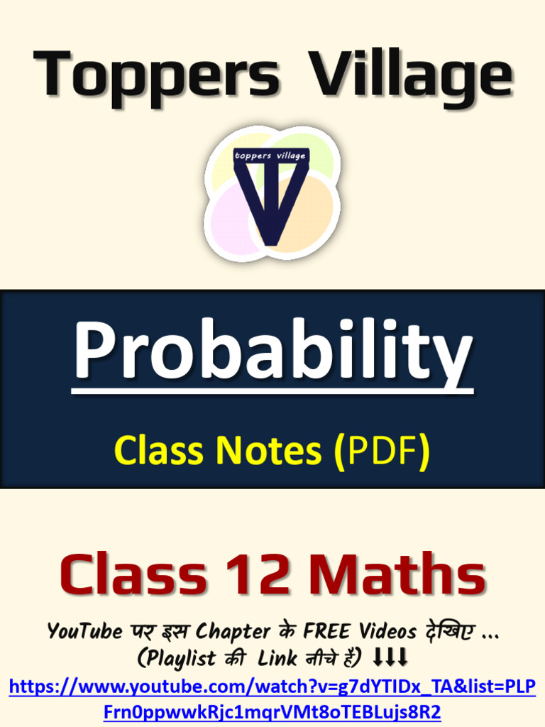 Class 12 Probability Notes PDF | PDF