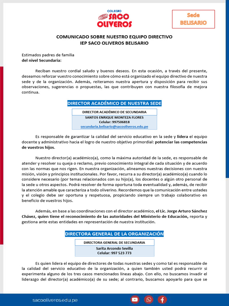 2.-Comunicado PPFF - Septiembre 2023 Secundaria | PDF