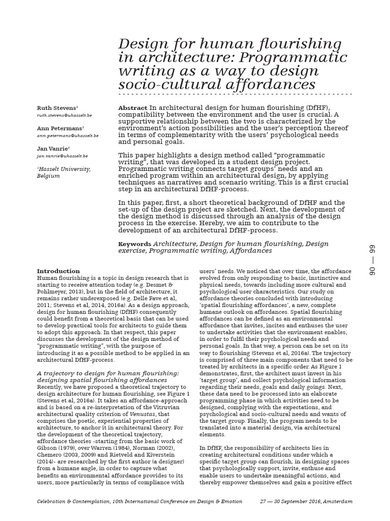 Designing for Human Flourishing in Architecture | PDF | Narrative | Design