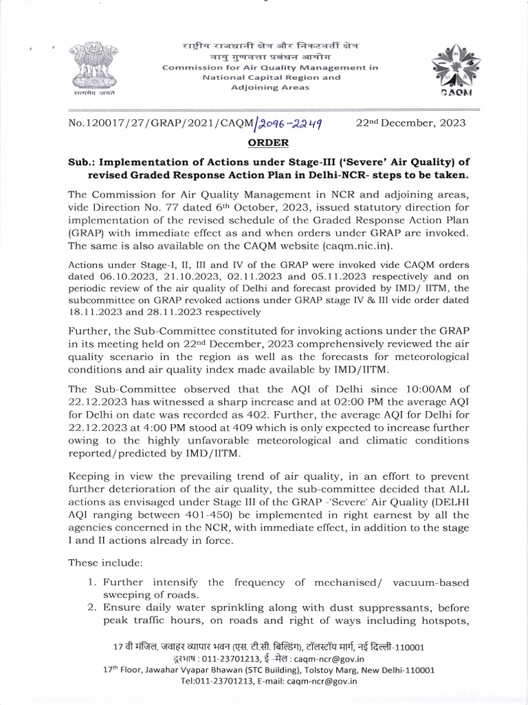 GRAP ORDER DT 22122023 | PDF