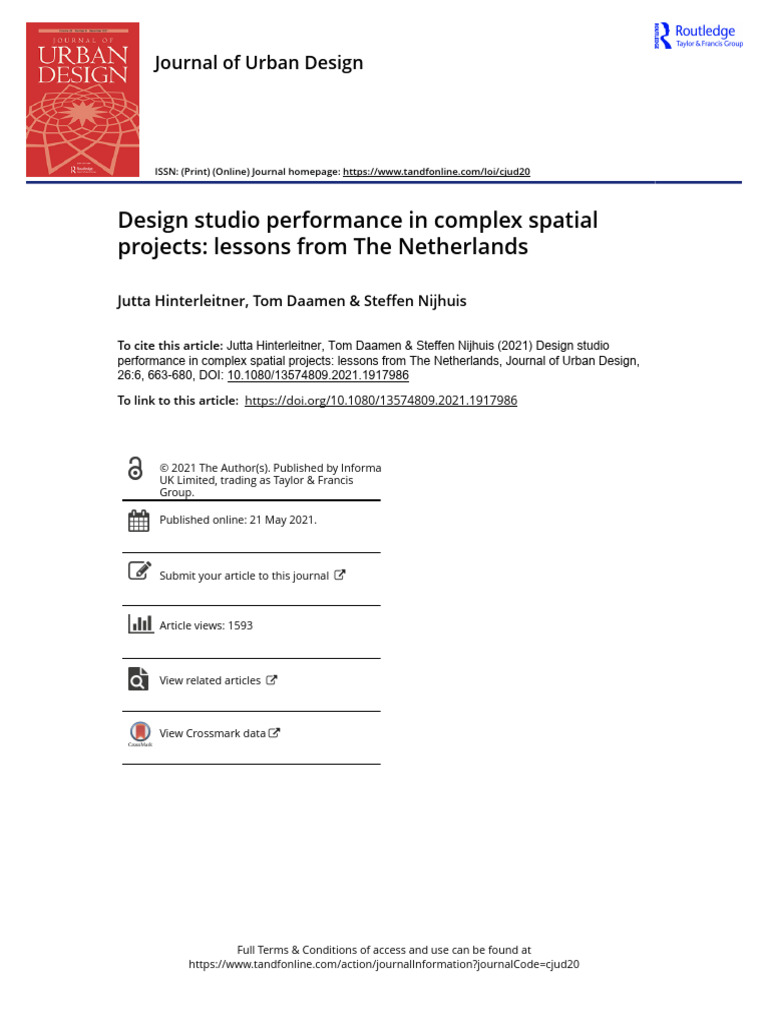 Design Studio Performance in Complex Spatial Projects Lessons From The Netherlands | PDF