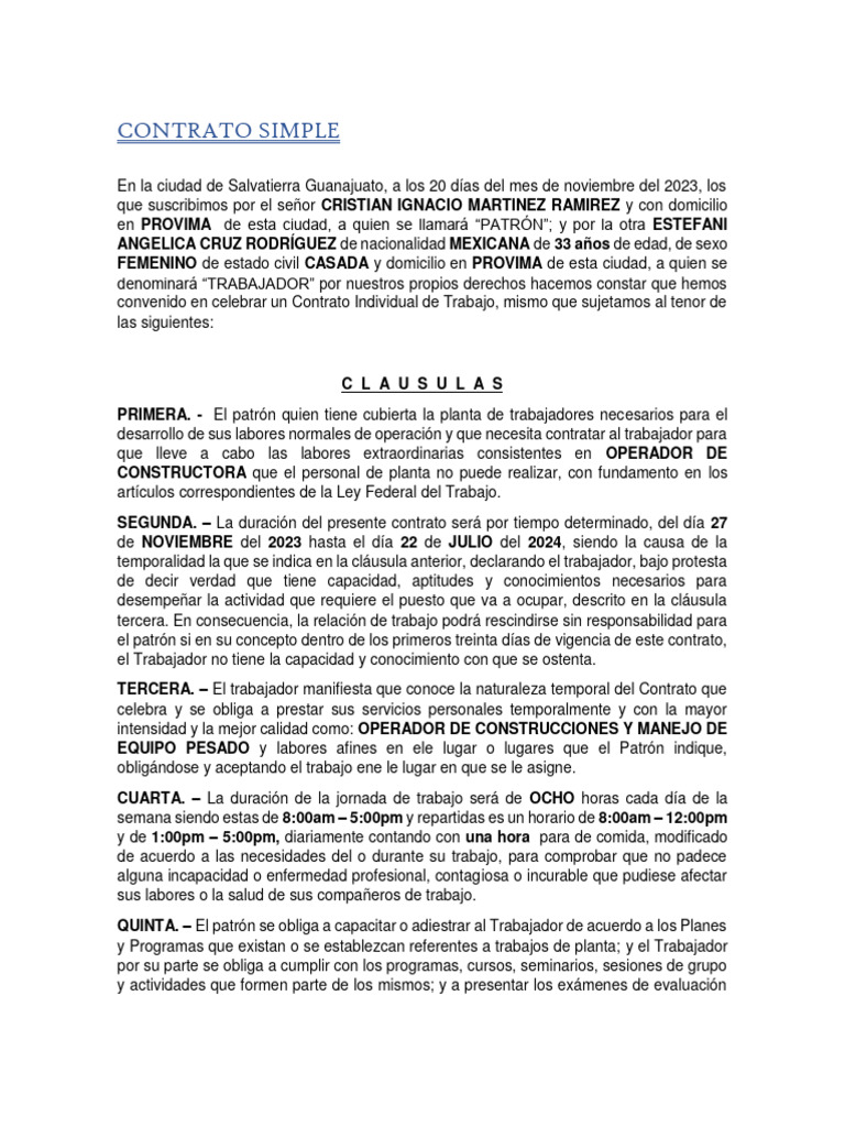 Contratos Simple y Colectivo | PDF