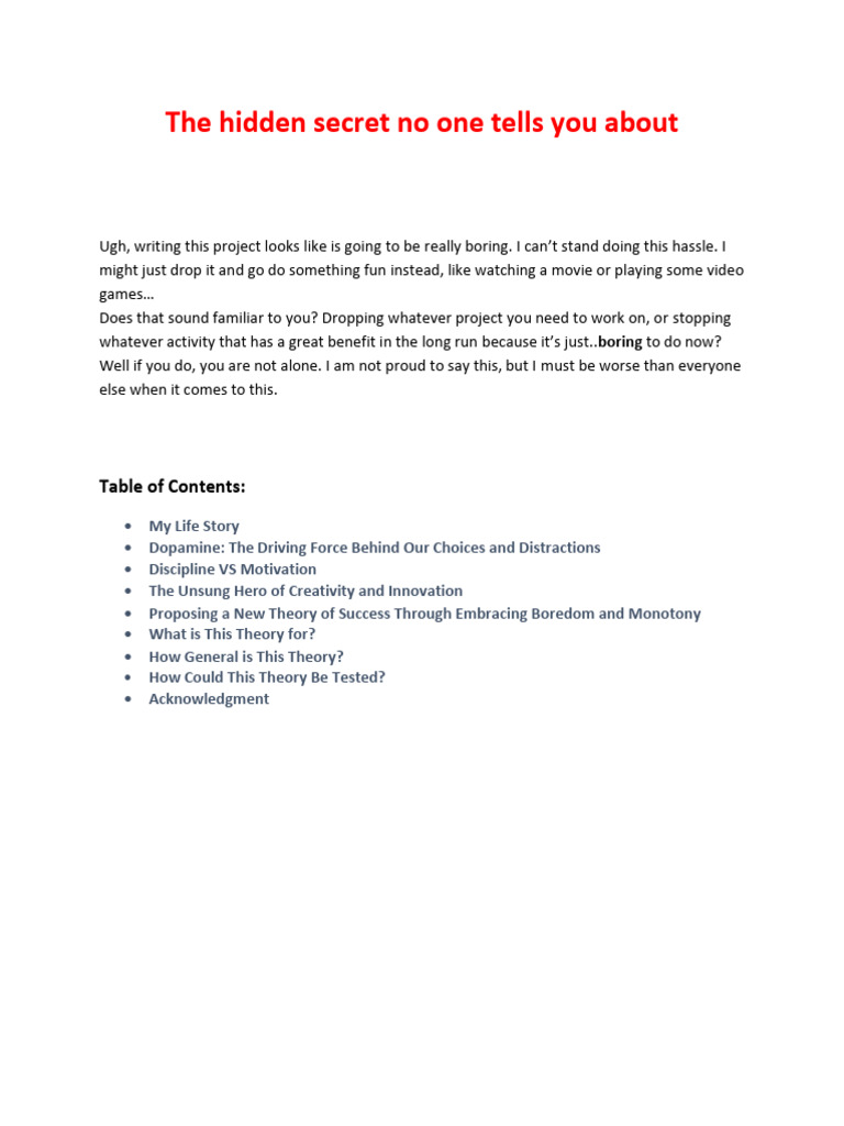 The Hidden Secret | PDF | Motivational | Motivation