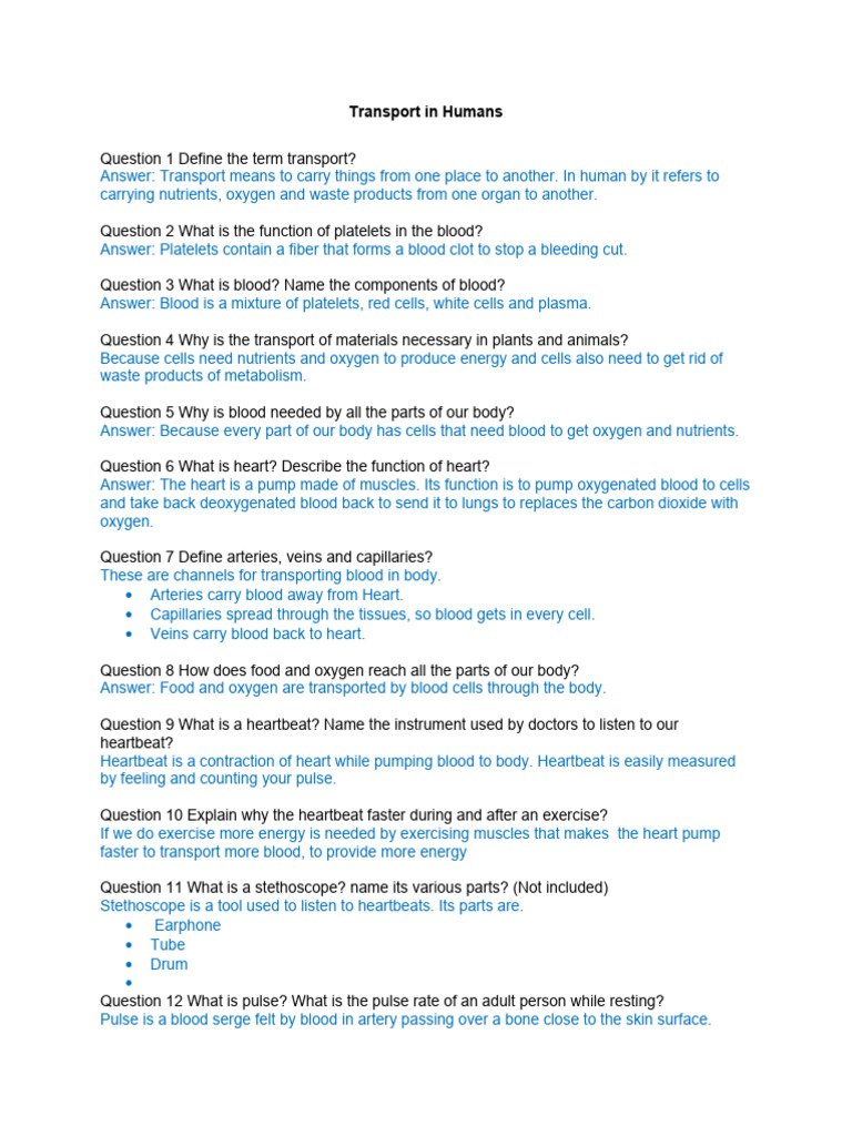 Transport in Humans | PDF | Blood | Heart