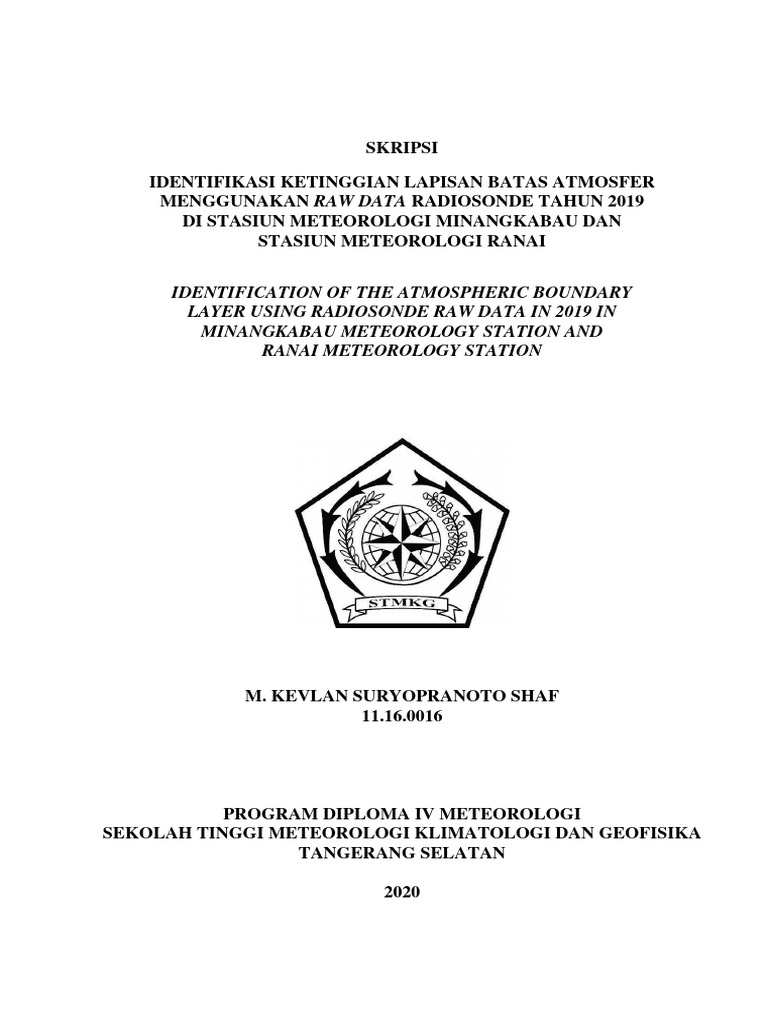 Draft - Skripsi - Meteorologi 8a - M. Kevlan Suryopranoto Shaf - 11.16.0016 | PDF