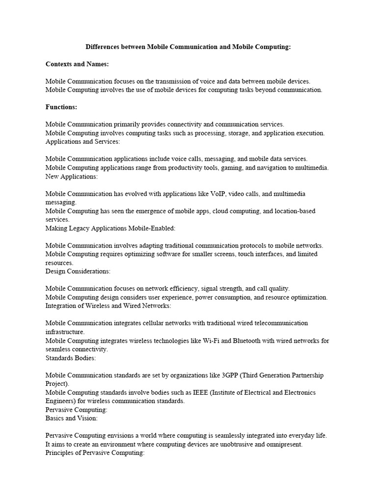 Mobile Pervasive Computing Notes | PDF | Mobile Phones | Computing