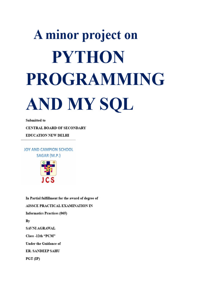 Python Programming & SQL Project | PDF | Computers | Technology & Engineering