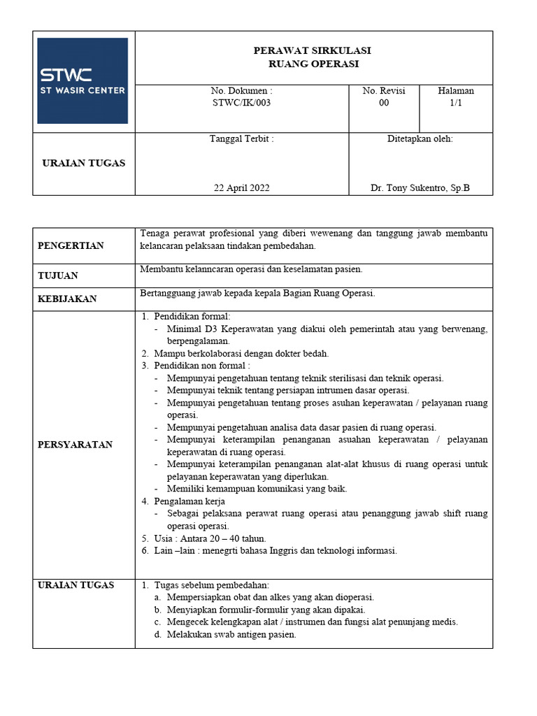 Ik 003 Perawat Sirkulasi | PDF